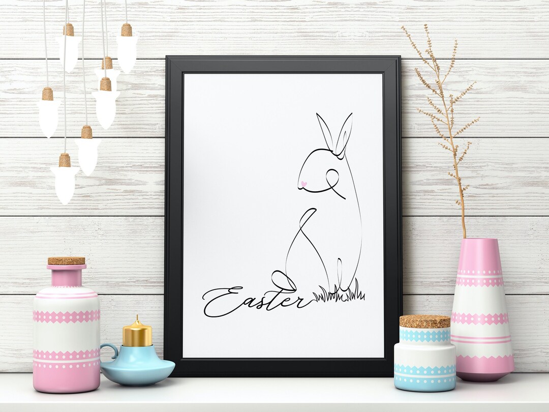 Easter Line Art ~ Easter Bunny Art ~ Easter Home Decor ~ Bunny Home ...