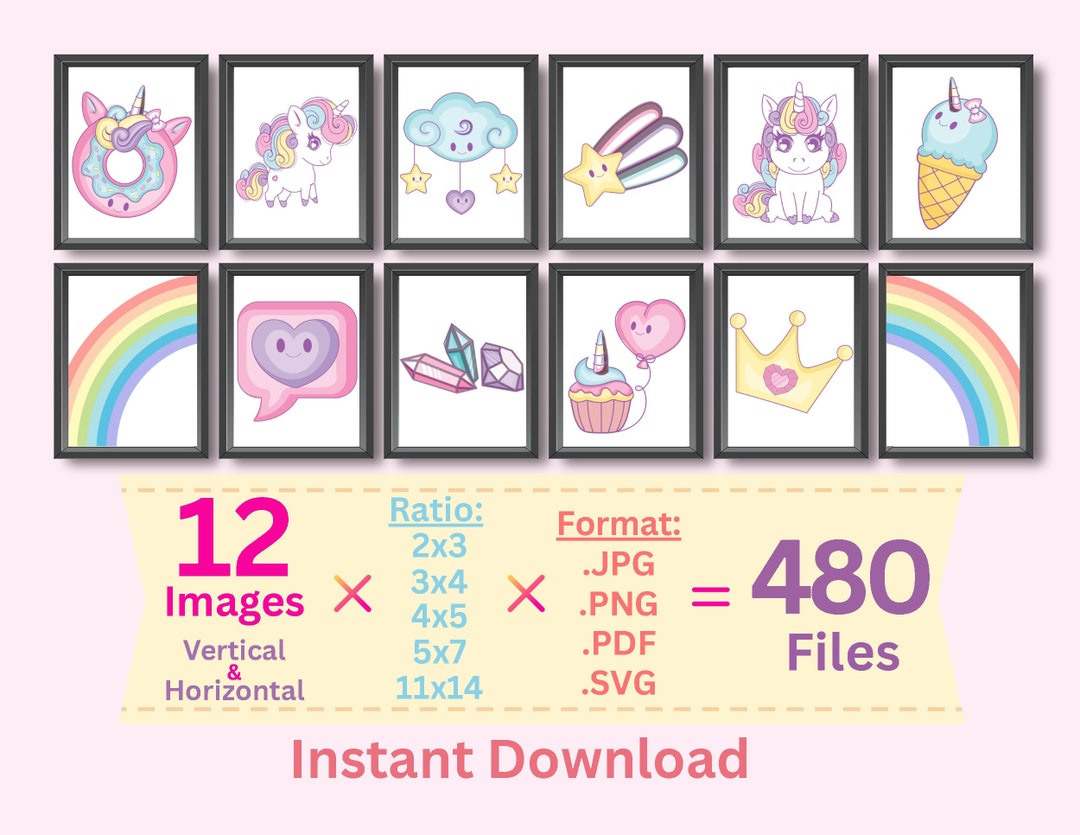 Unicorn Art ~ Unicorn Printable Art ~ Kid Wall Art ~ Girls Room Decor ...
