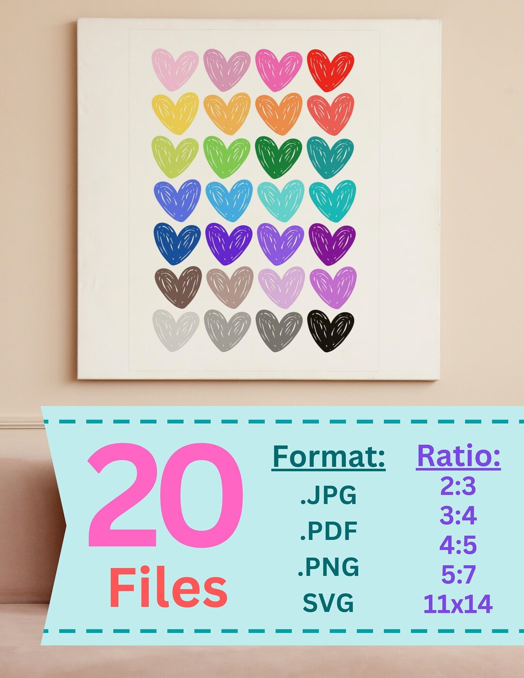 Rainbow Heart Art Rainbow Love Art Rainbow Art Love Poster Rainbow ...