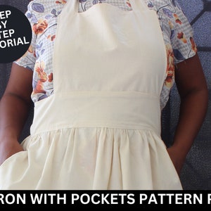 Apron With Pockets Sewing Pattern Kitchen Apron Pattern - Etsy