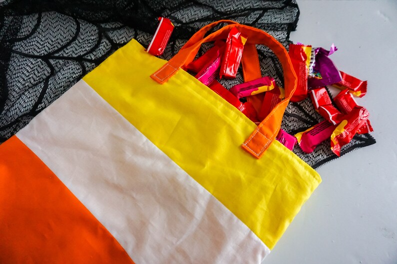 Halloween Tote Bag Sewing Pattern Candy Corn | Halloween Treat Bag ...