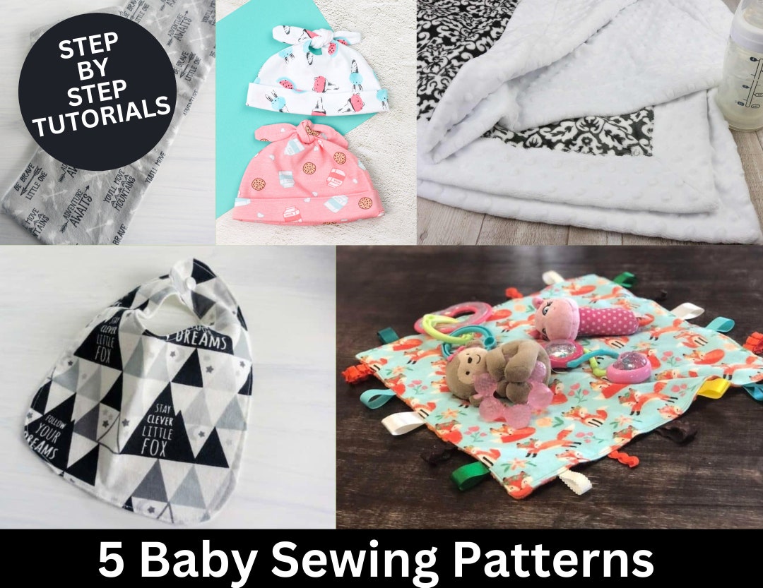 Baby Sewing Patterns | Burp Cloth | Baby Bib | Tag Blanket | Minky ...