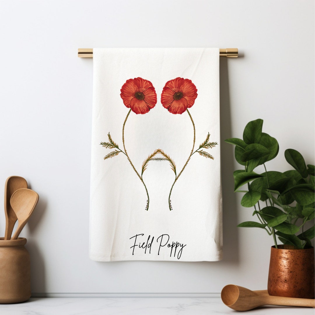 Handpainted Field Poppy Tea Towels - Etsy