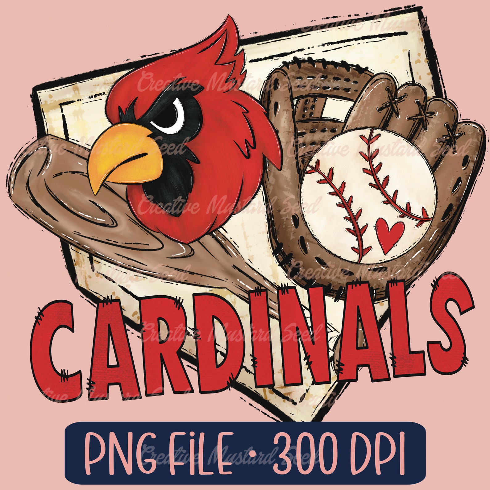 Cardinals Baseball Mascot PNG Sports Digital File, Baseball, School ...