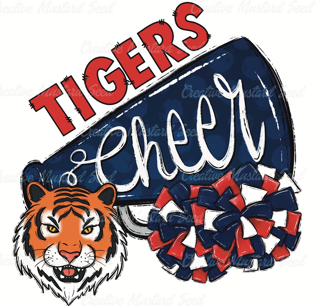 Tigers Cheer Red Navy Mascot PNG- Sports Digital File, Sublimation, DTF ...