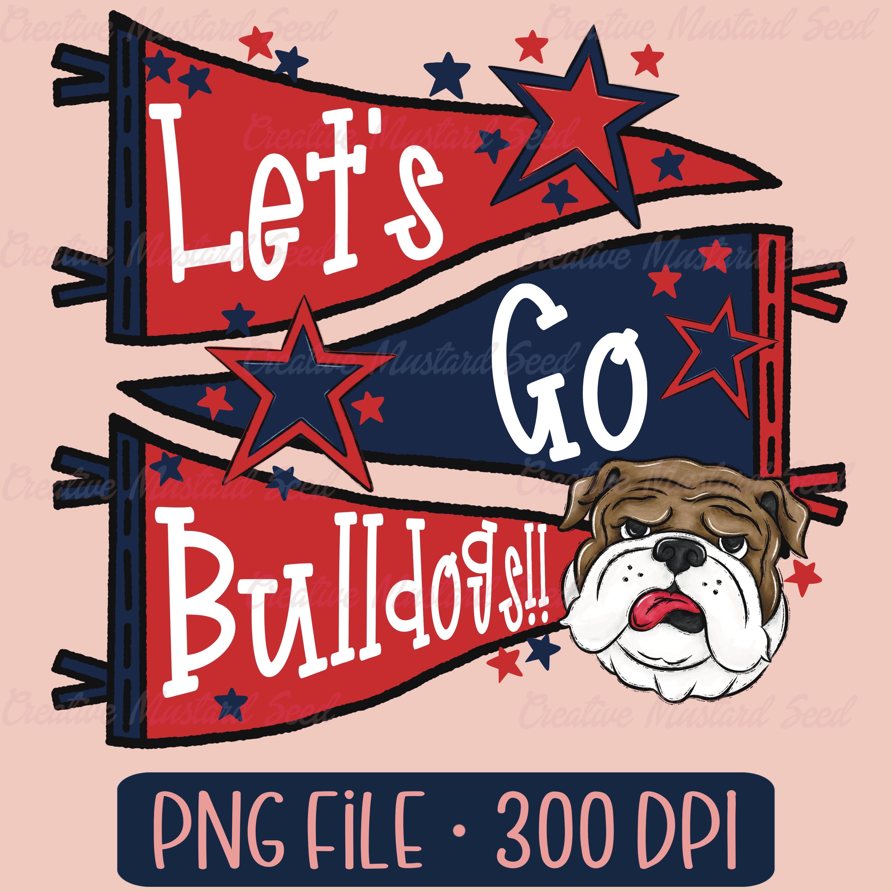 Let’s Go Bulldogs Navy Red Pennant Flag Mascot PNG- Sports Digital File ...