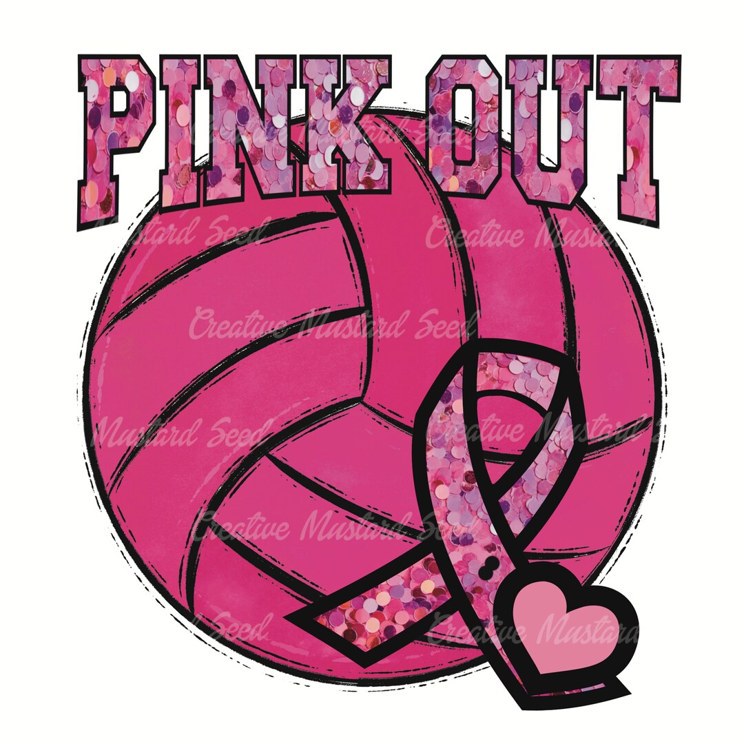 Volleyball Pink Out Sequins PNG- Volleyball, Breast Cancer Awareness ...