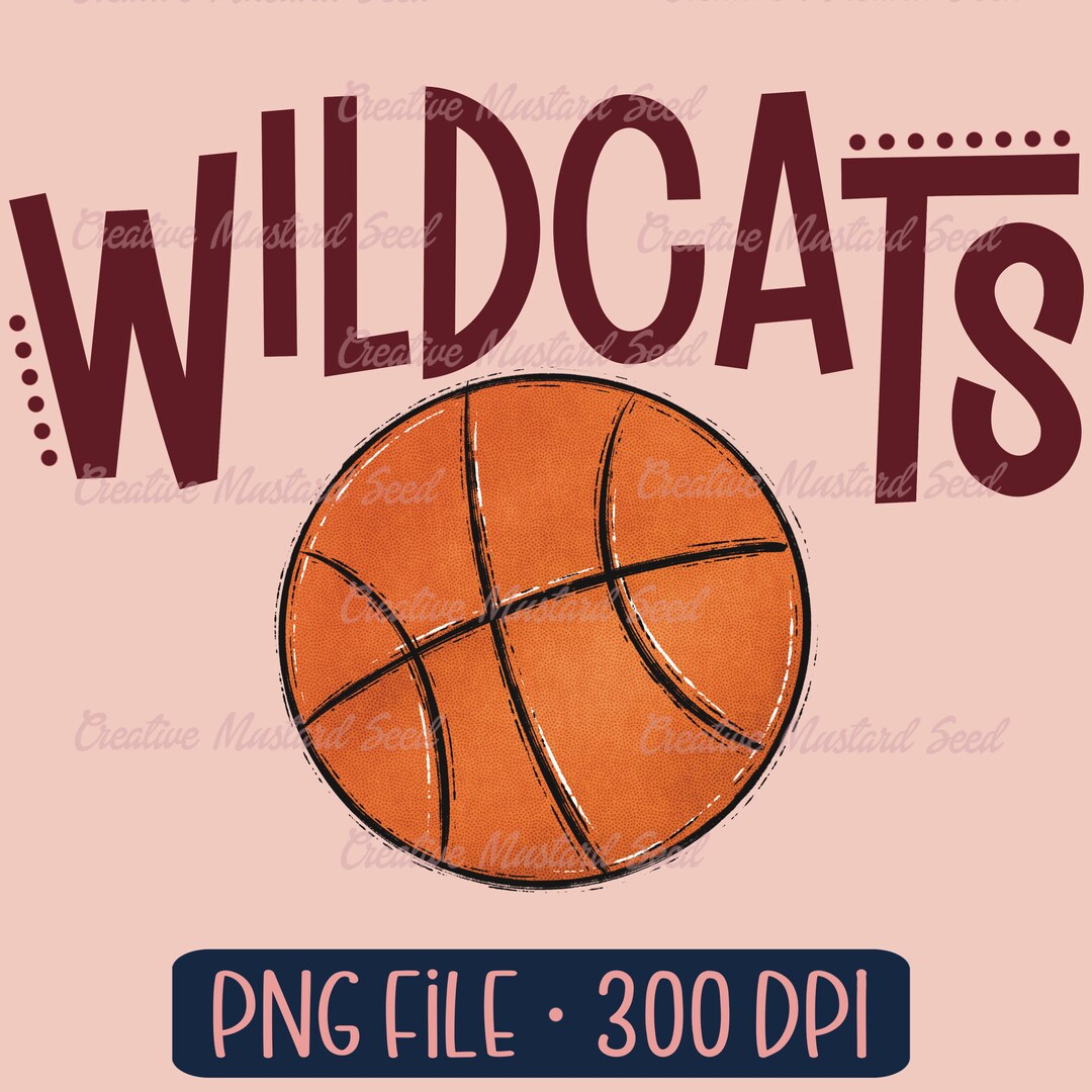 Wildcats Doodle Basketball Maroon Mascot PNG- Sports Digital File ...