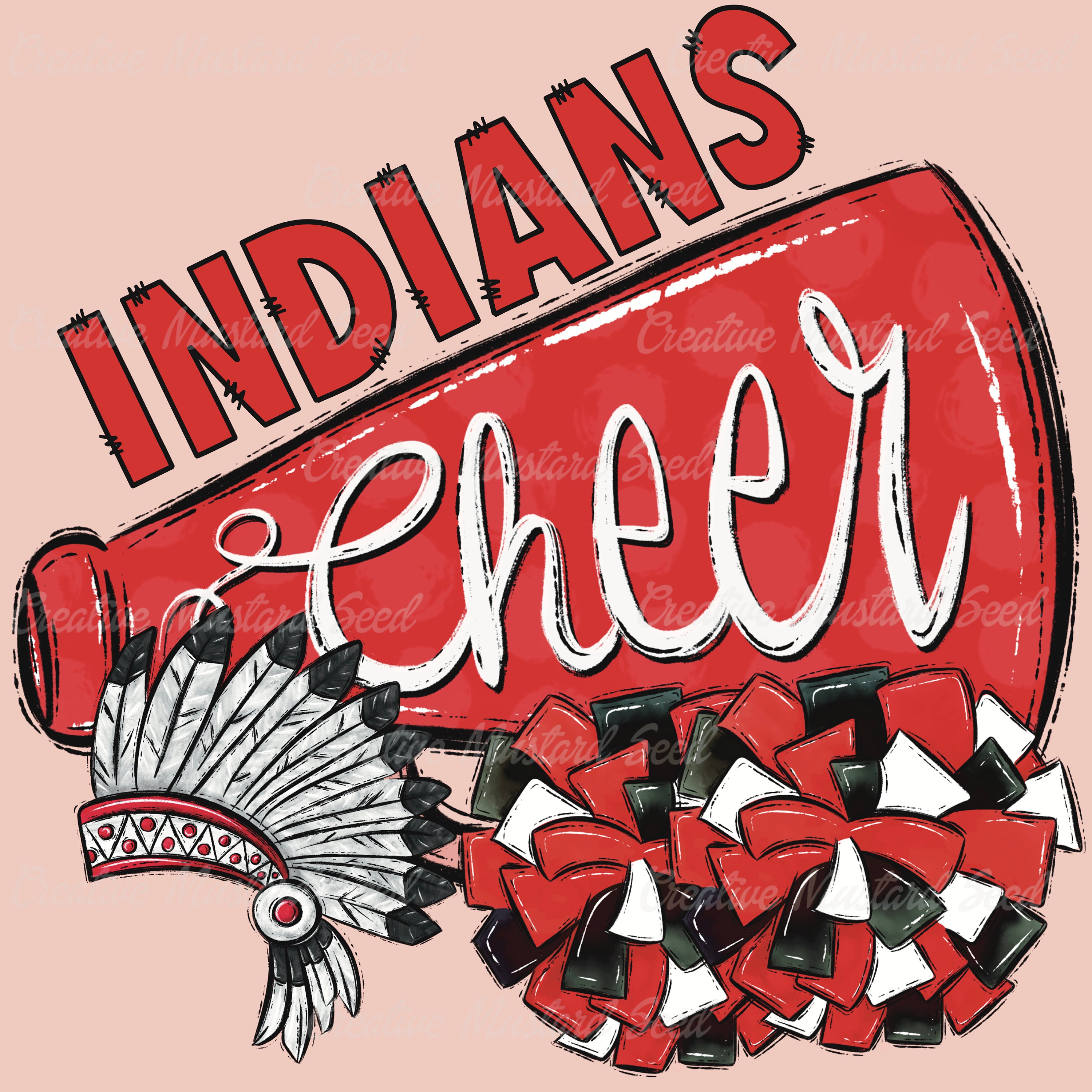 Indians Cheer 2 Red Orange Mascot PNG Sports Digital File, Sublimation ...