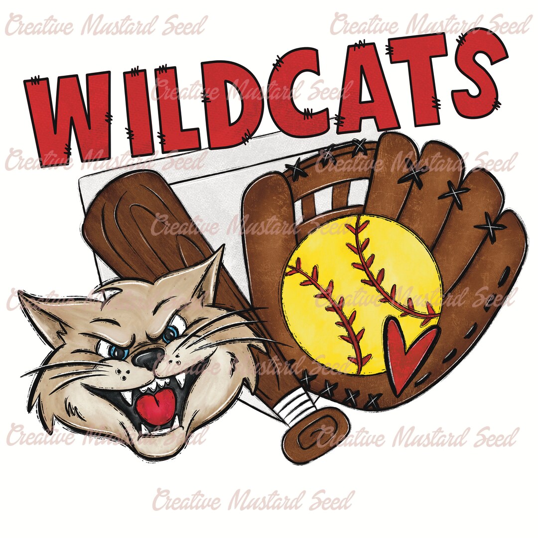Wildcats Softball Mascot PNG- Sports Digital File, Softball, School ...