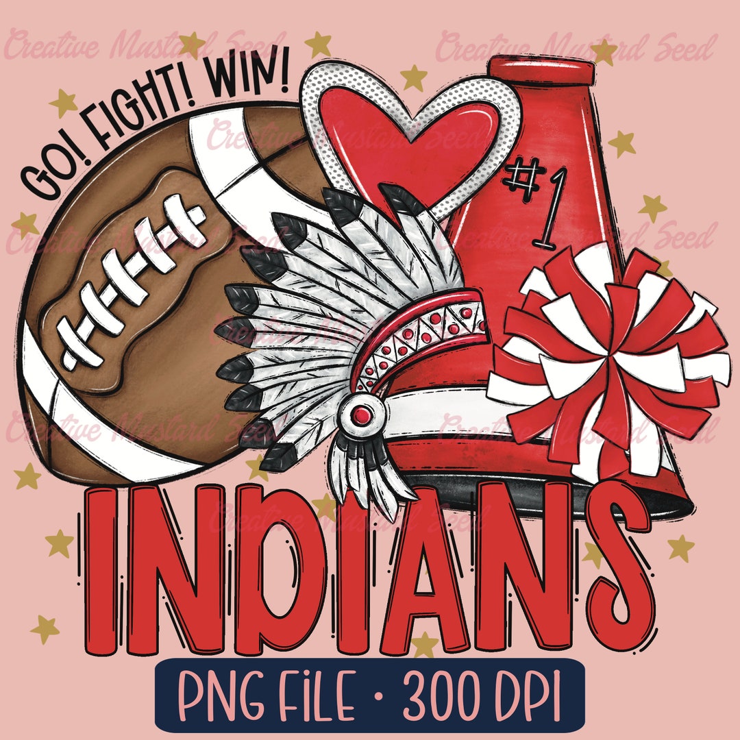 Indians Football Cheer Mascot PNG- Sports Digital File, Cheerleading ...
