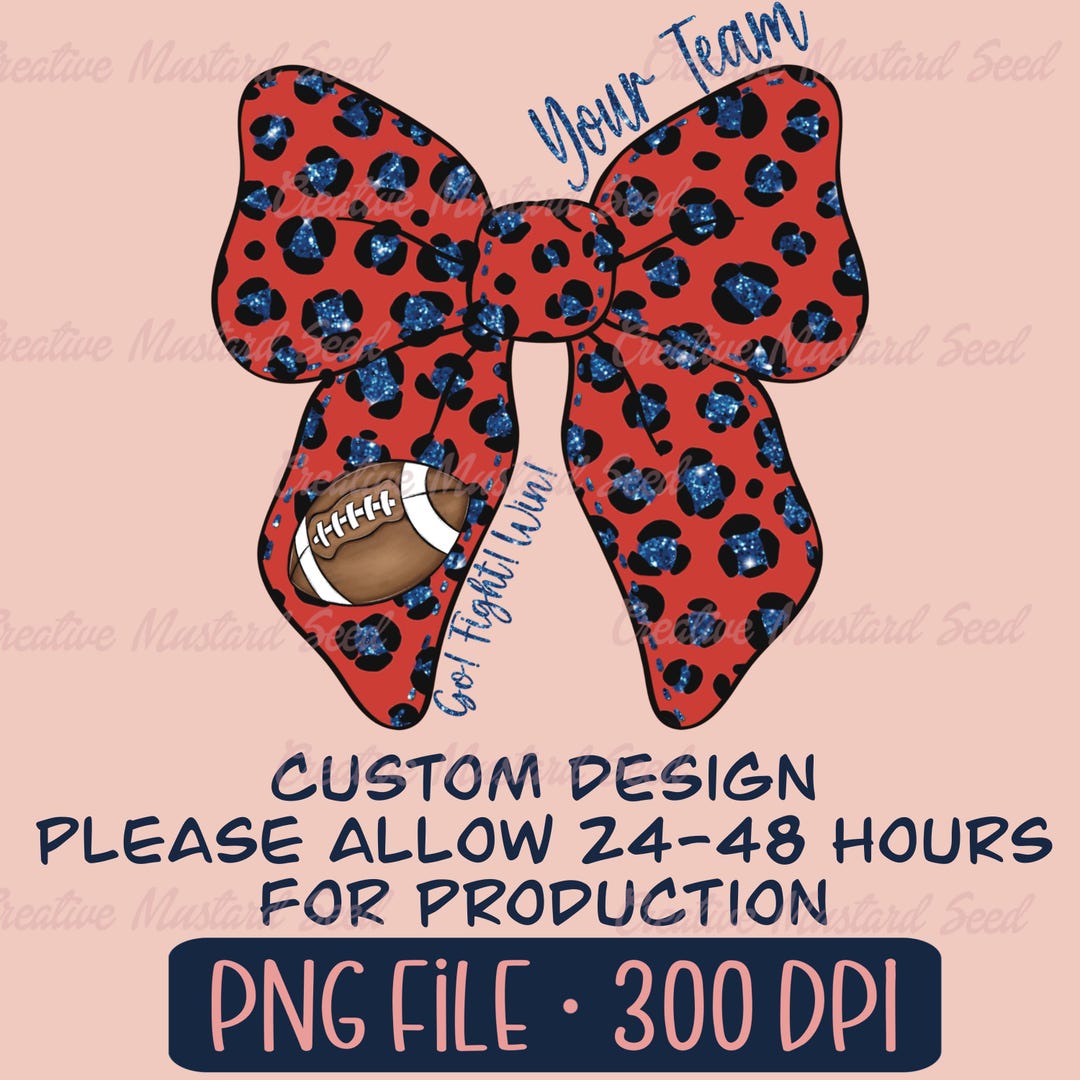 Custom Coquette Bow Mascot Leopard PNG- Sports Digital File ...
