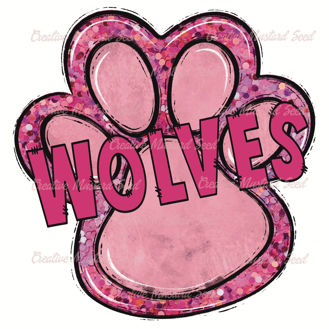 Wolves Pink Out Sequins Paw PNG- Breast Cancer Awareness, Pink Out ...