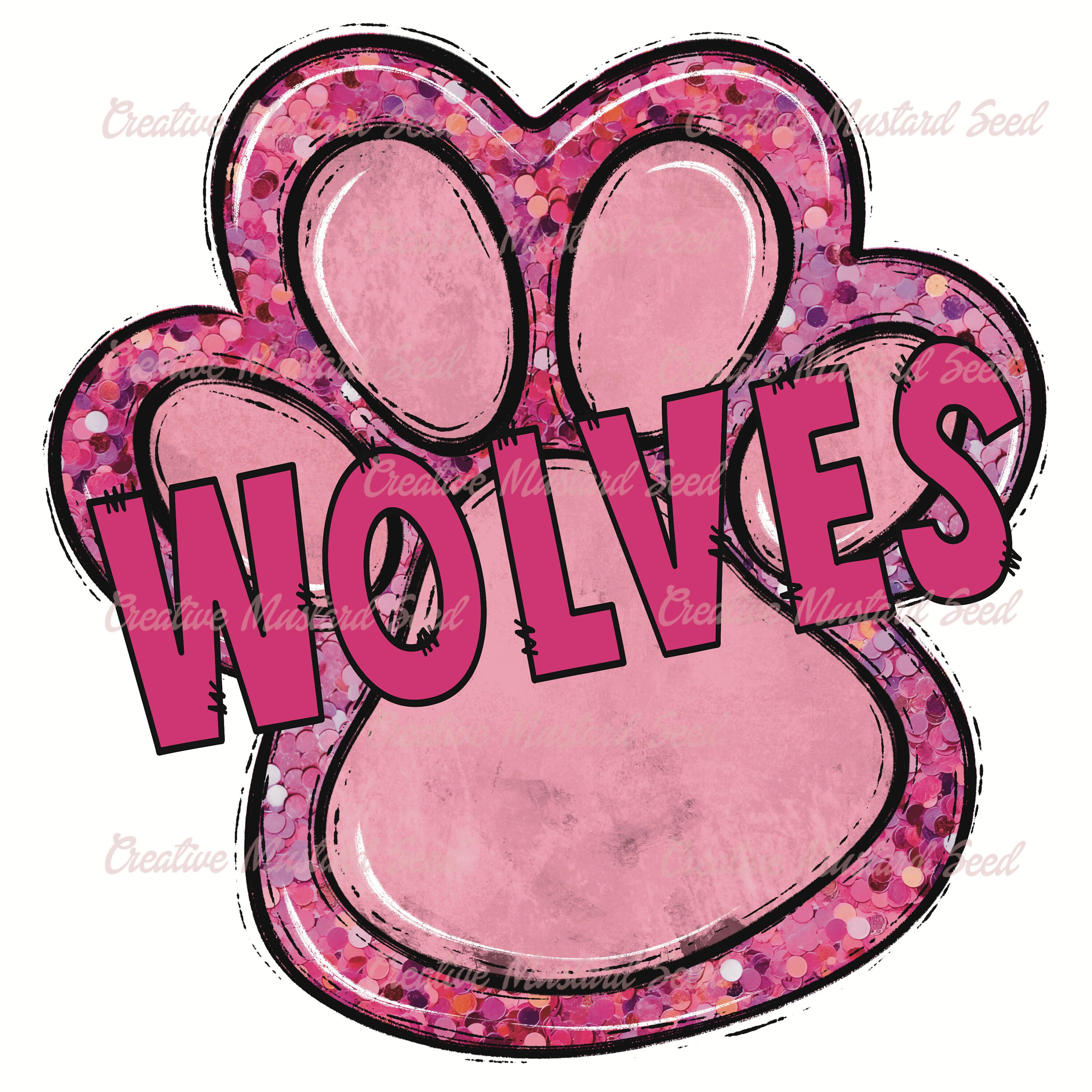 Wolves Pink Out Sequins Paw PNG Breast Cancer Awareness Pink - Etsy