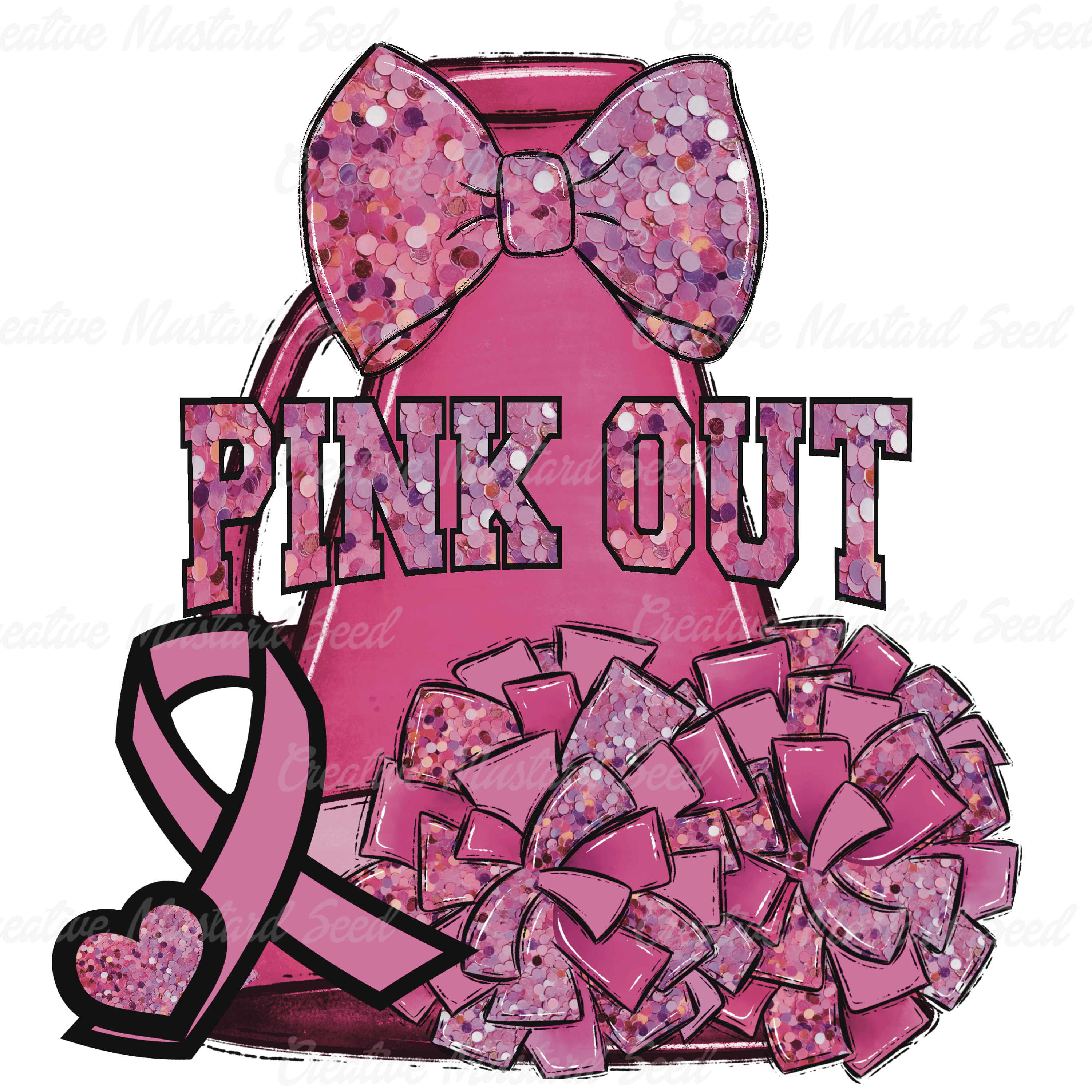 Cheer Pink Out Sequins PNG- Cheerleader, Breast Cancer Awareness, Pink ...