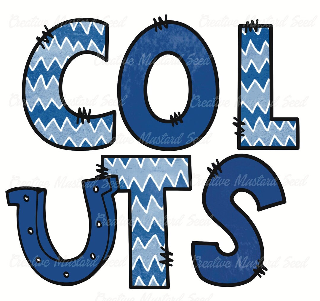 Colts Blue Doodle Mascot PNG- Sports Digital File, Sublimation, DTF - Etsy