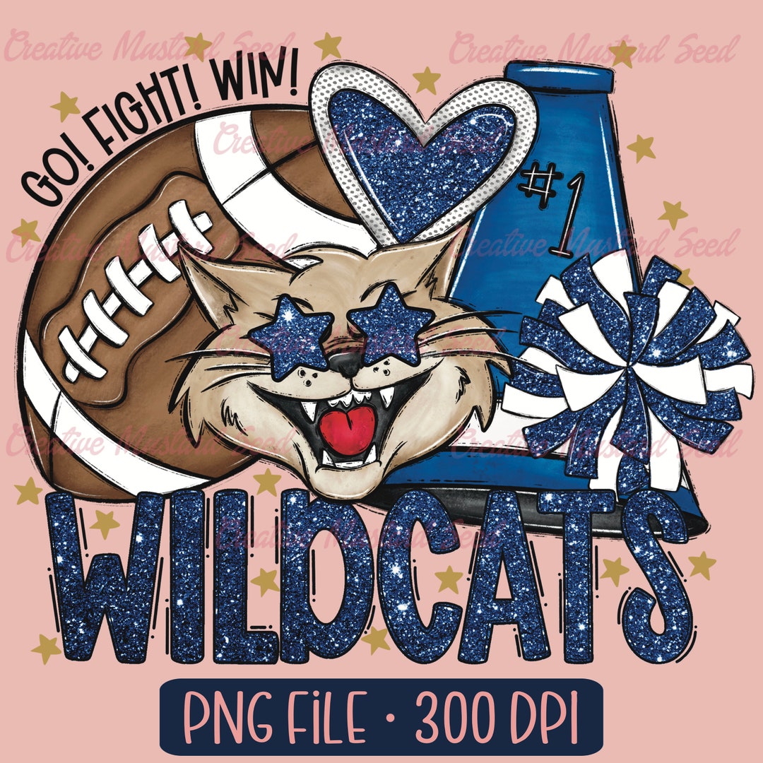 Wildcats Football Cheer Mascot Glitter PNG- Sports Digital File ...