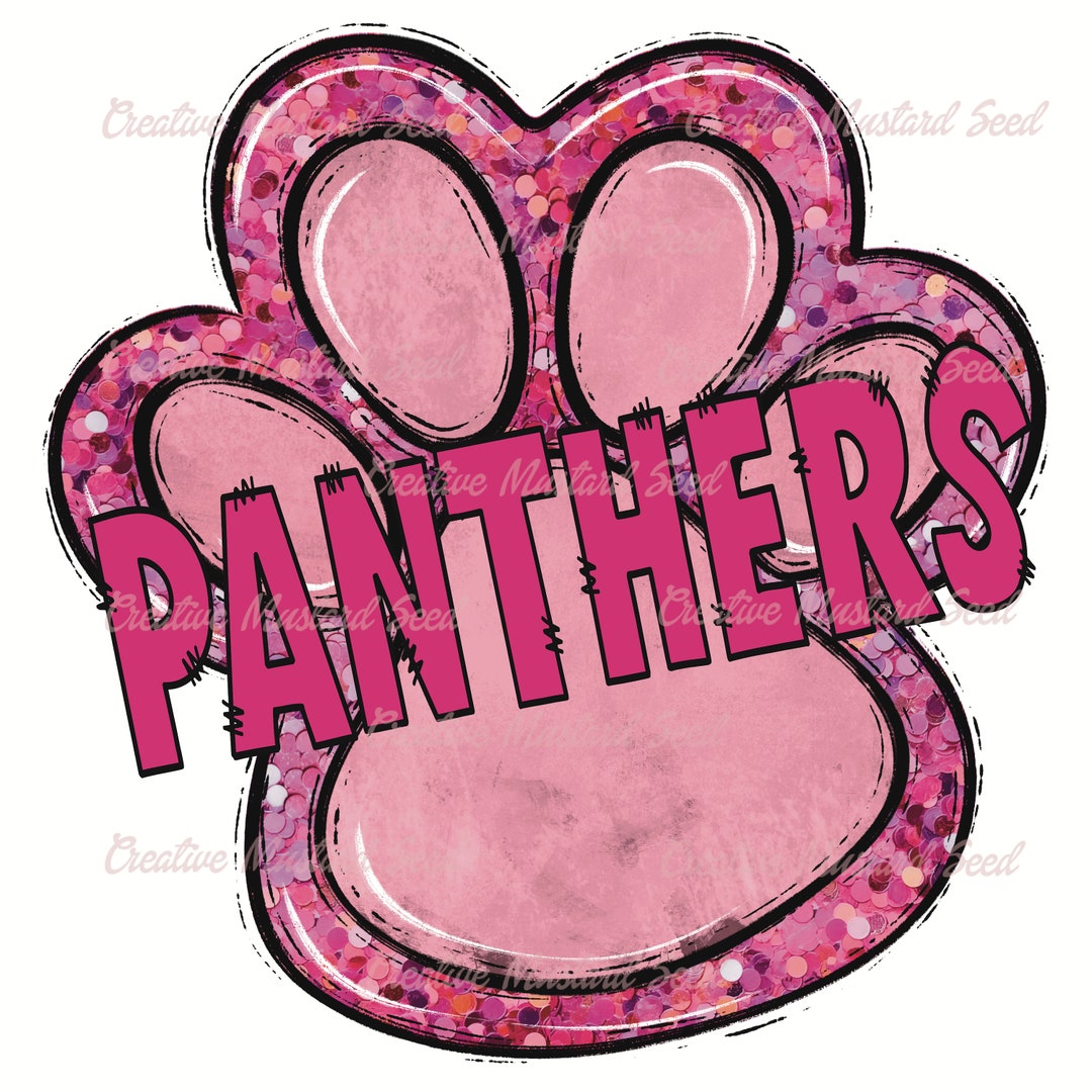Panthers Pink Out Sequins Paw PNG- Breast Cancer Awareness, Pink Out ...