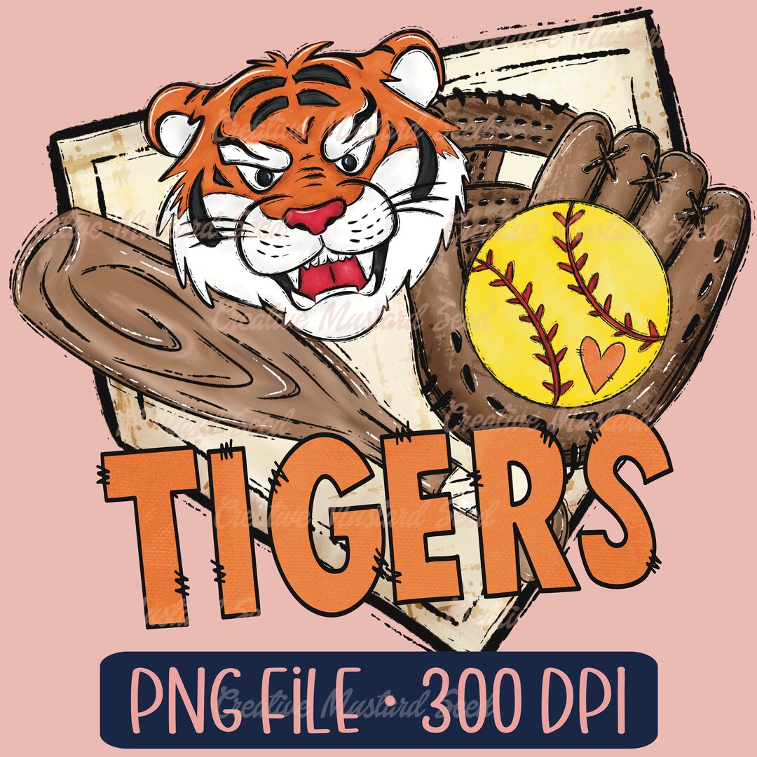 Tigers Softball Mascot PNG- Sports Digital File, Softball, School ...