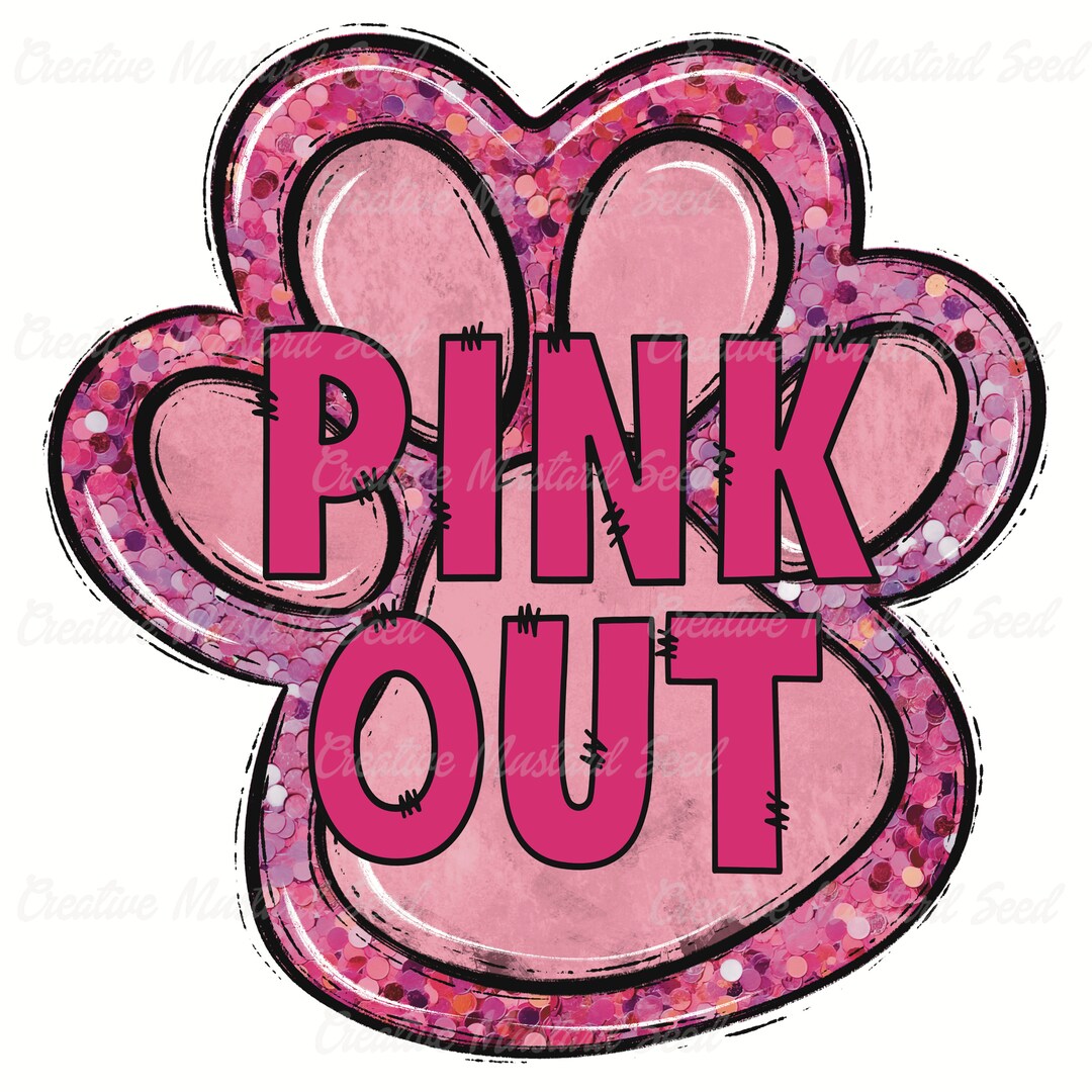 Pink Out Sequins Paw PNG- Breast Cancer Awareness, Pink Out, Mascot ...