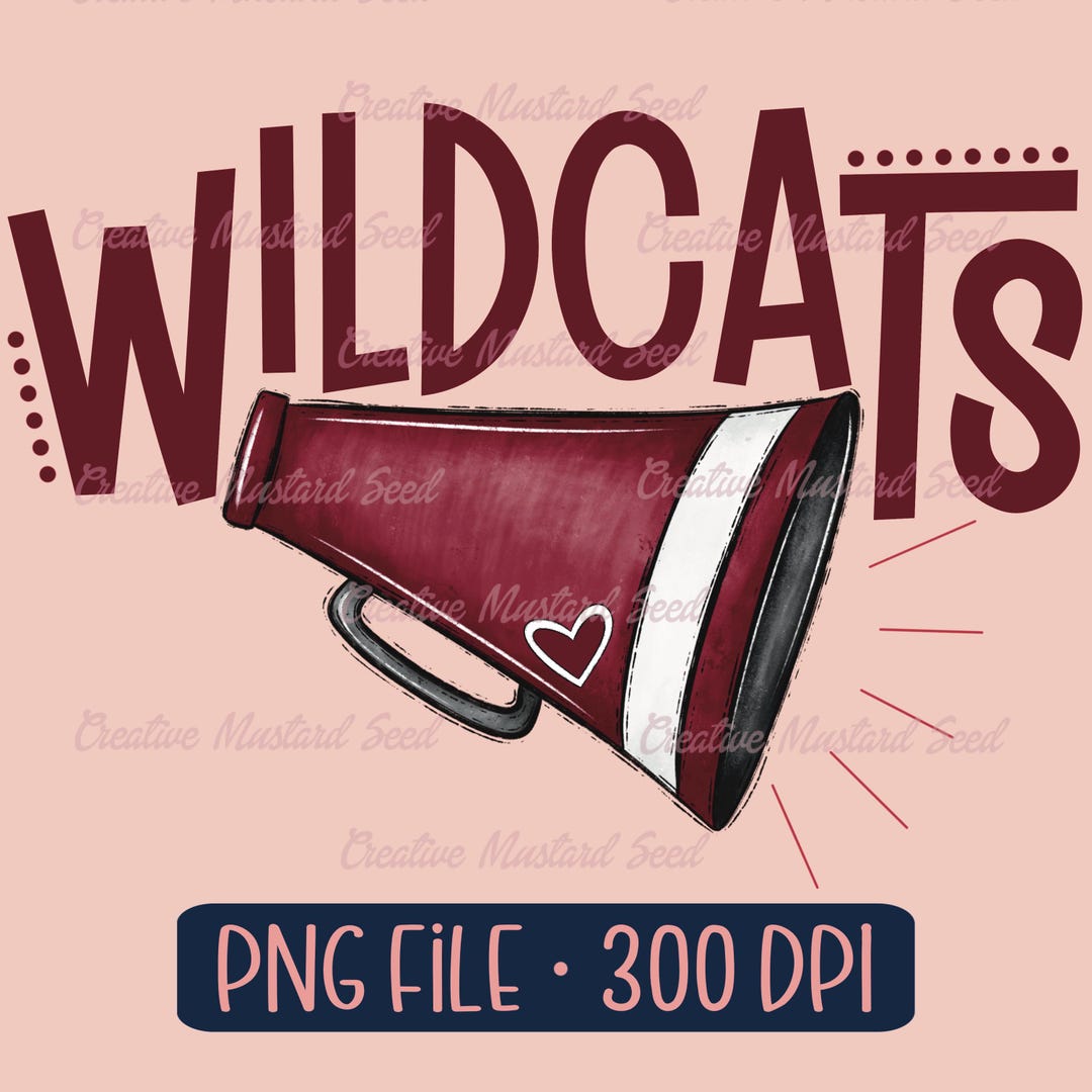 Wildcats Doodle Cheer Maroon Mascot PNG- Sports Digital File ...