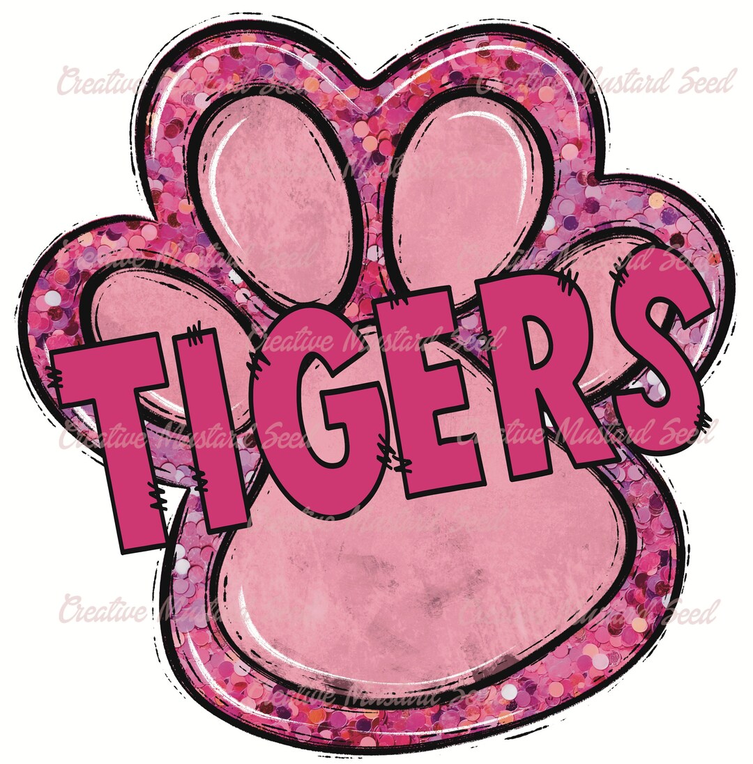 Tigers Pink Out Sequins Paw PNG- Breast Cancer Awareness, Pink Out ...