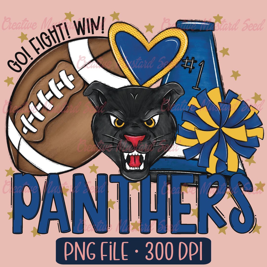 Panthers Football Cheer Mascot PNG- Sports Digital File, Cheerleading ...