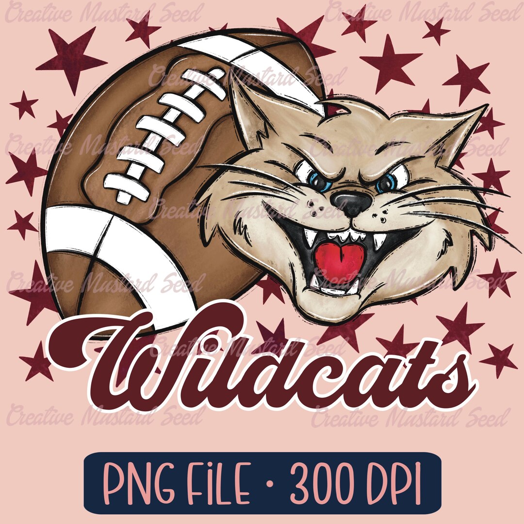 Wildcats Maroon Football Mascot PNG- Sports Digital File, Football ...