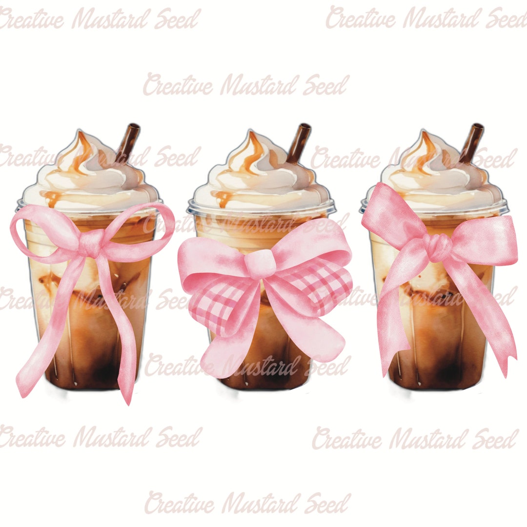 Coquette Coffee Pink Bowpng- Digital, DTF, Pink Ribbon, Soft Girl ...