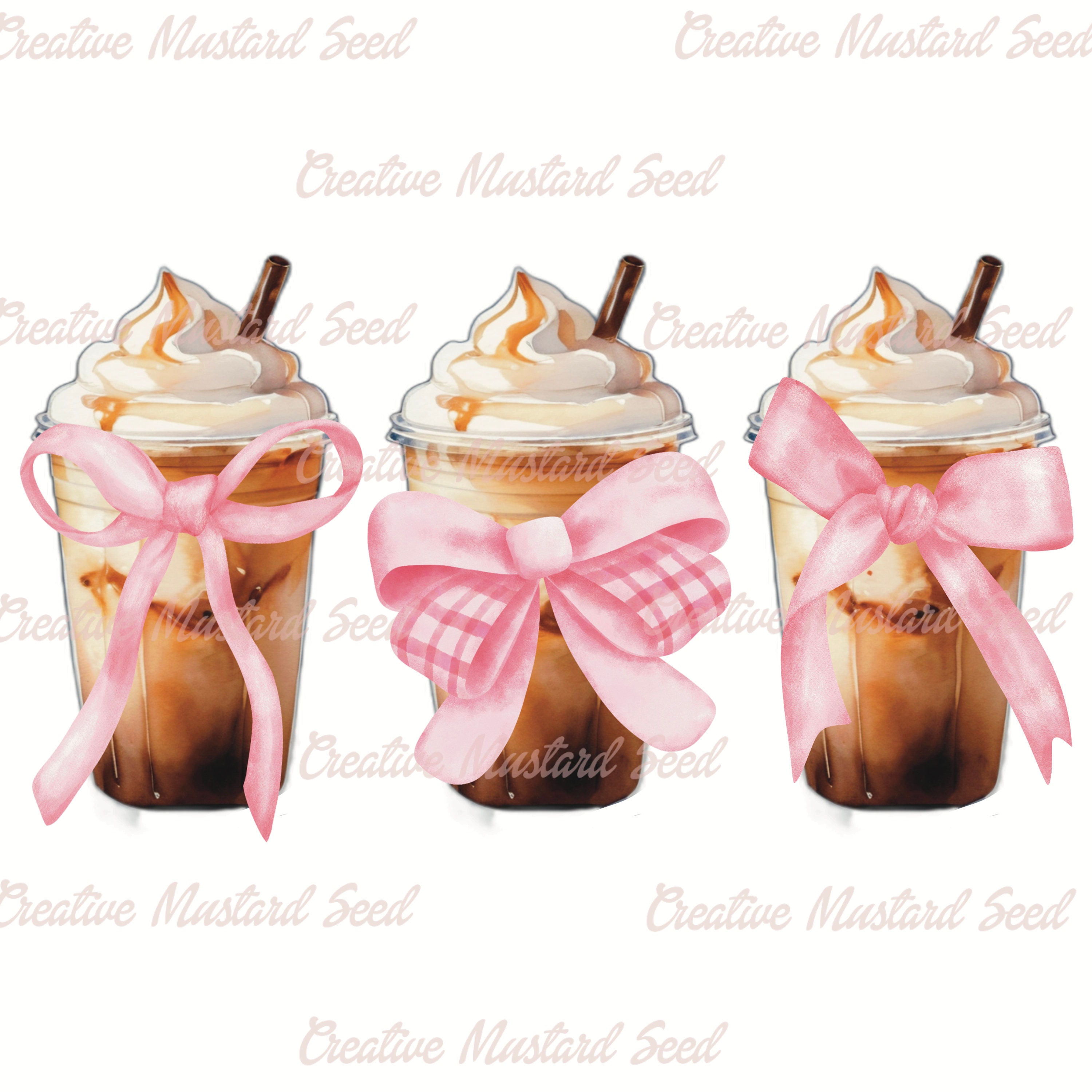 Coquette Coffee Pink Bowpng- Digital, DTF, Pink Ribbon, Soft Girl ...