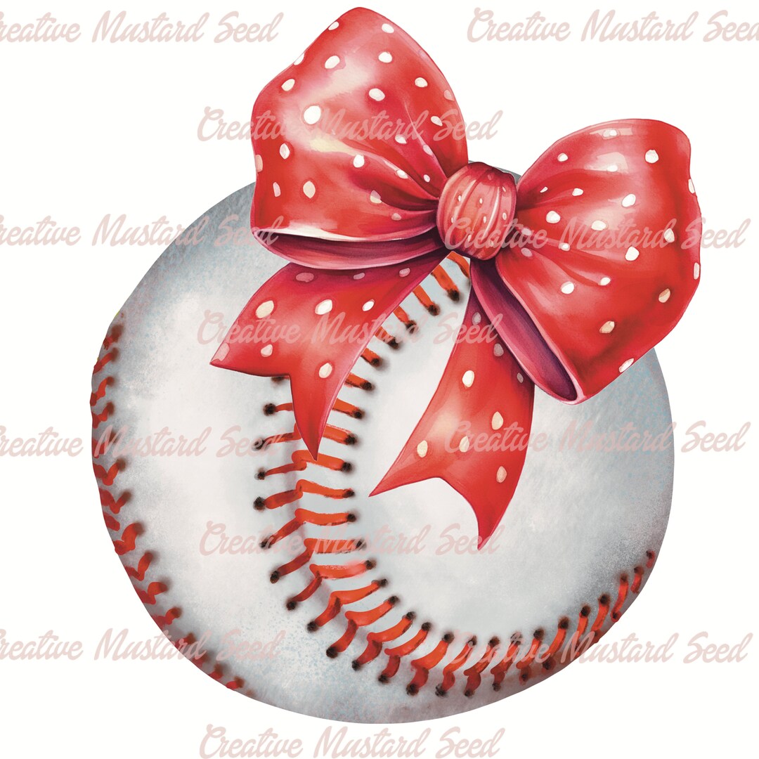 Coquette Baseball Red Bow PNG- Digital, DTF, Soft Girl Aesthetic ...