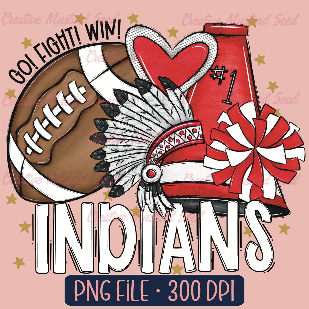 Indians Football Cheer Mascot PNG- Sports Digital File, Cheerleading ...
