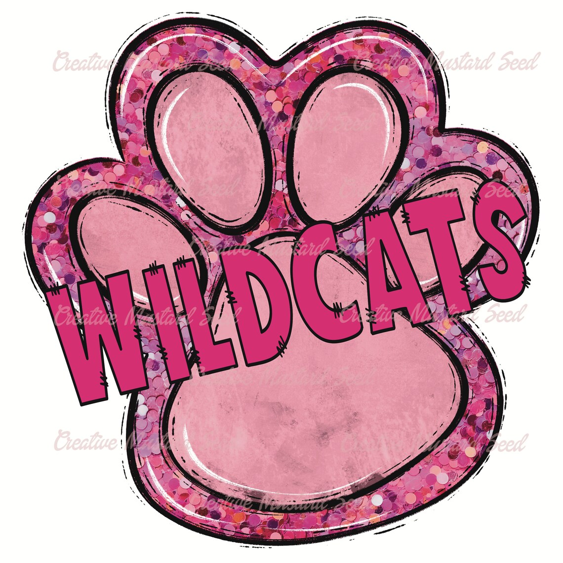 Wildcats Pink Out Sequins Paw PNG- Breast Cancer Awareness, Pink Out ...