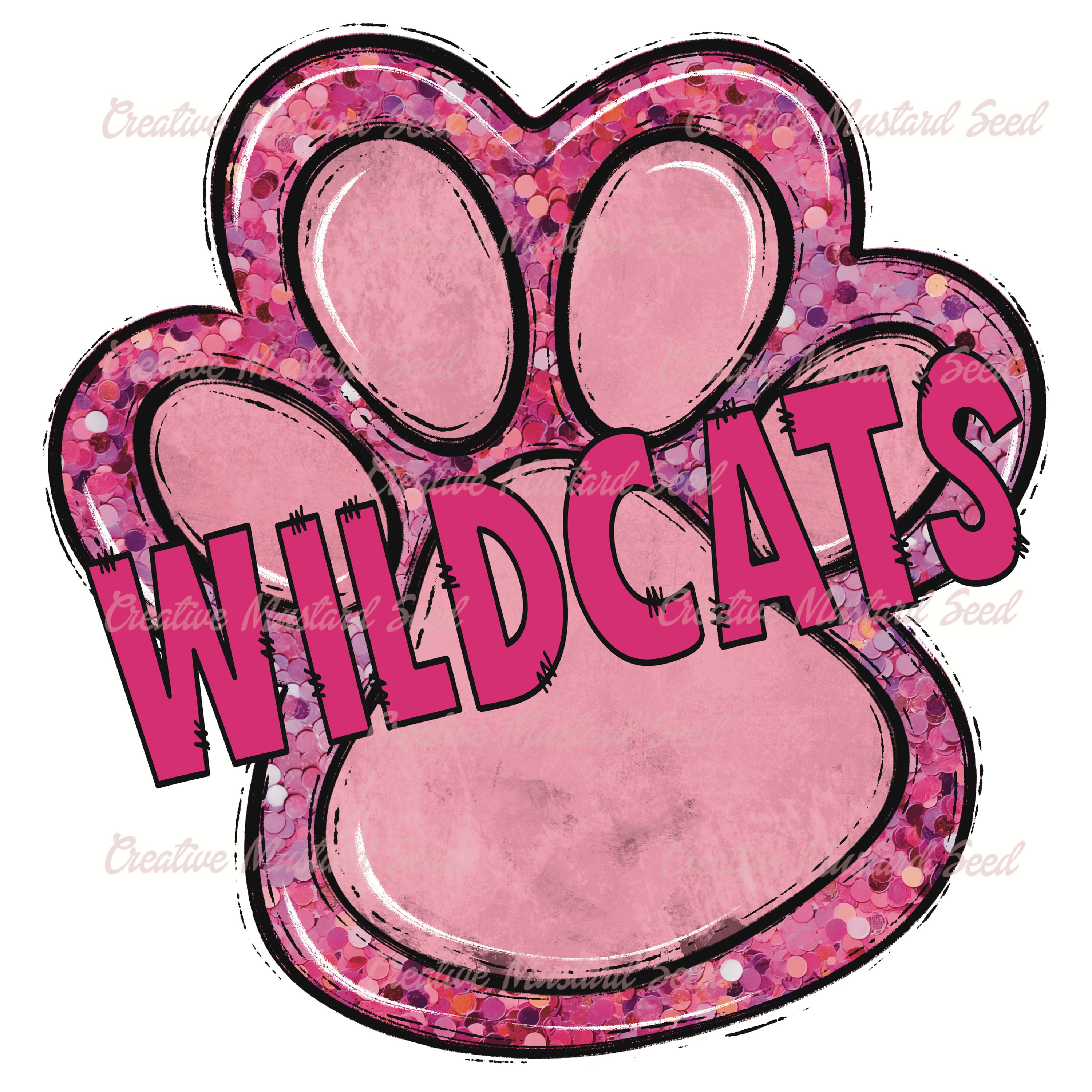Wildcats Pink Out Sequins Paw PNG Breast Cancer Awareness - Etsy