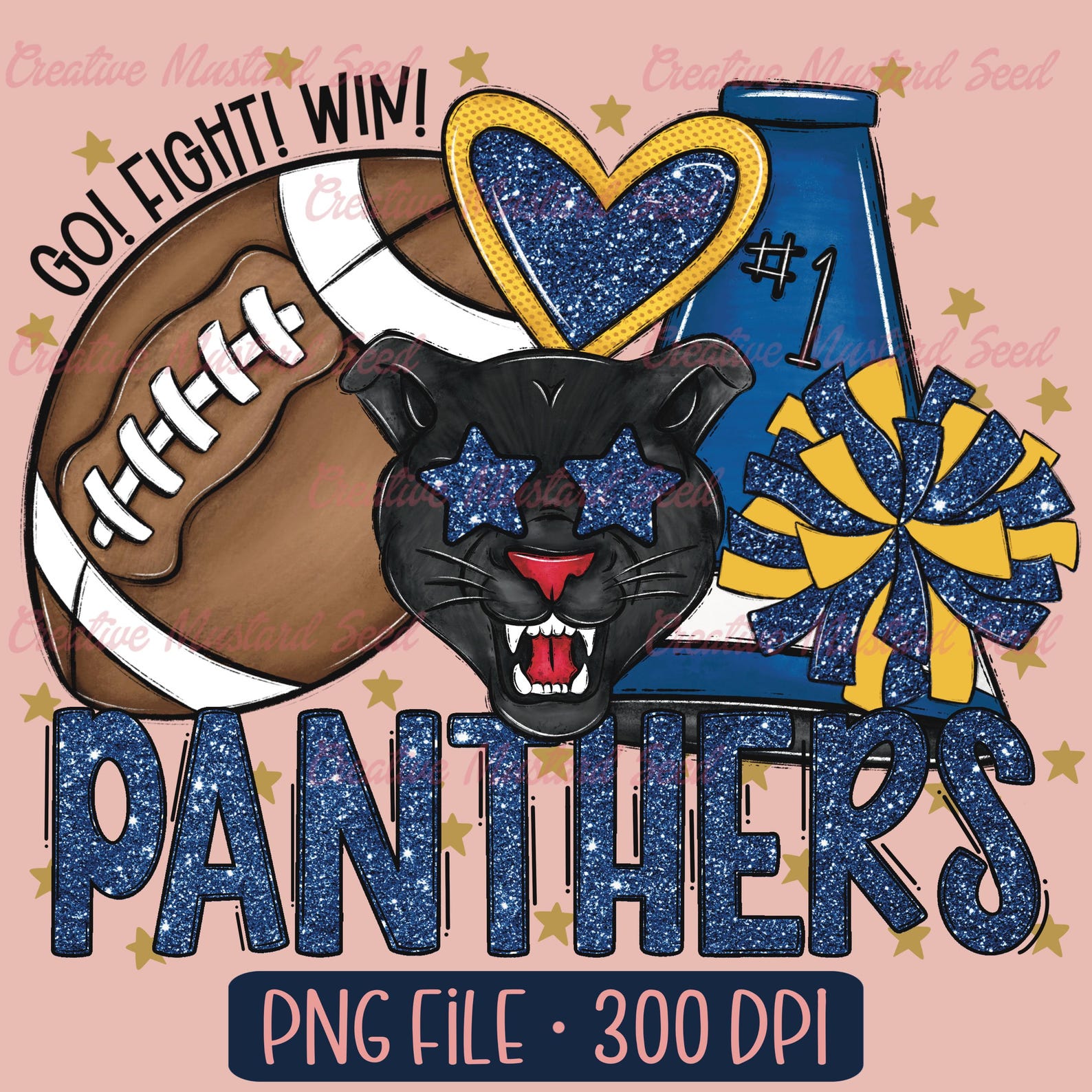 Panthers Football Cheer Mascot Glitter PNG- Sports Digital File ...