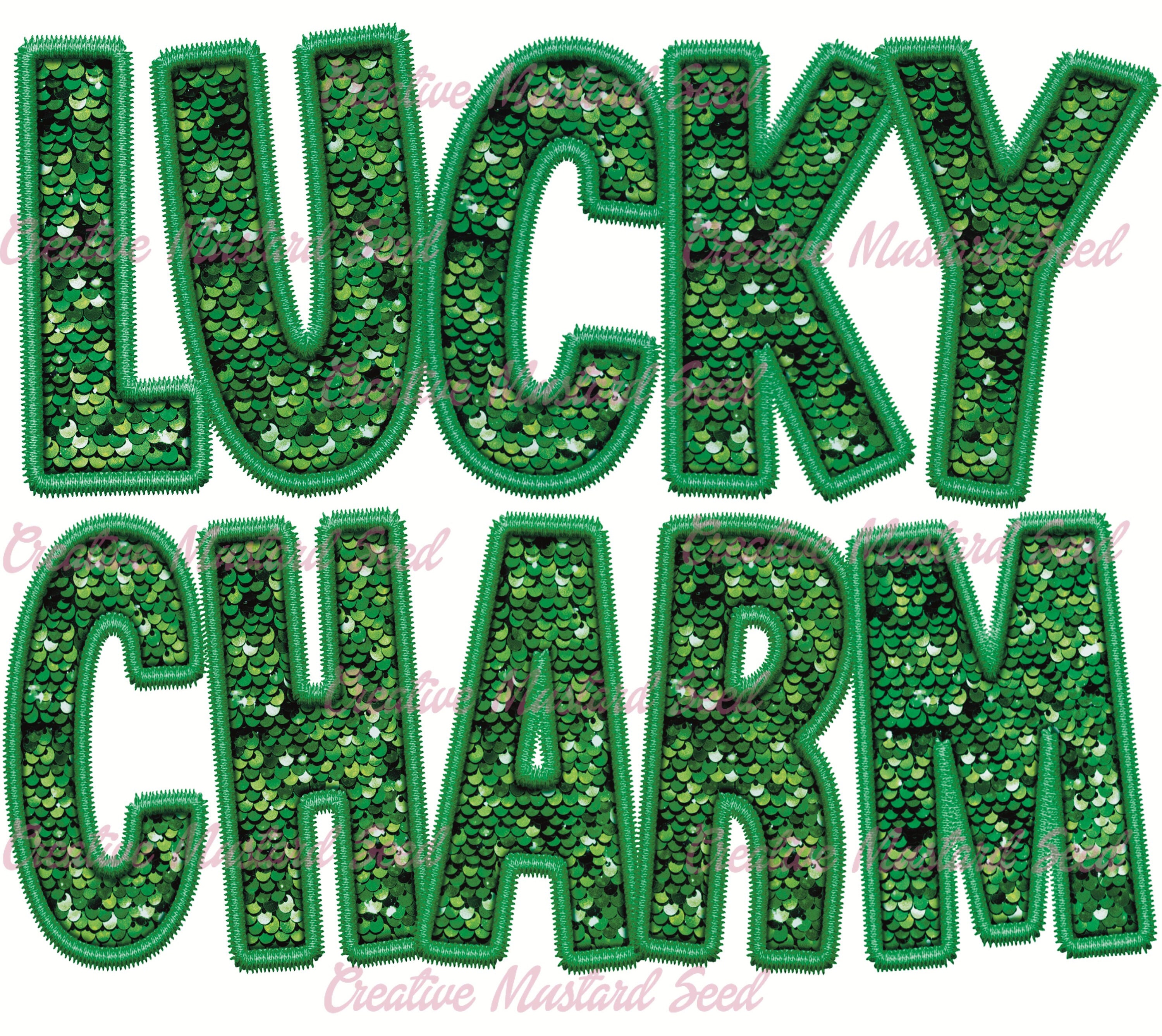 Lucky Charm Faux Sequin Embroidered PNG- St. Patrick’s Day Shirt, St ...