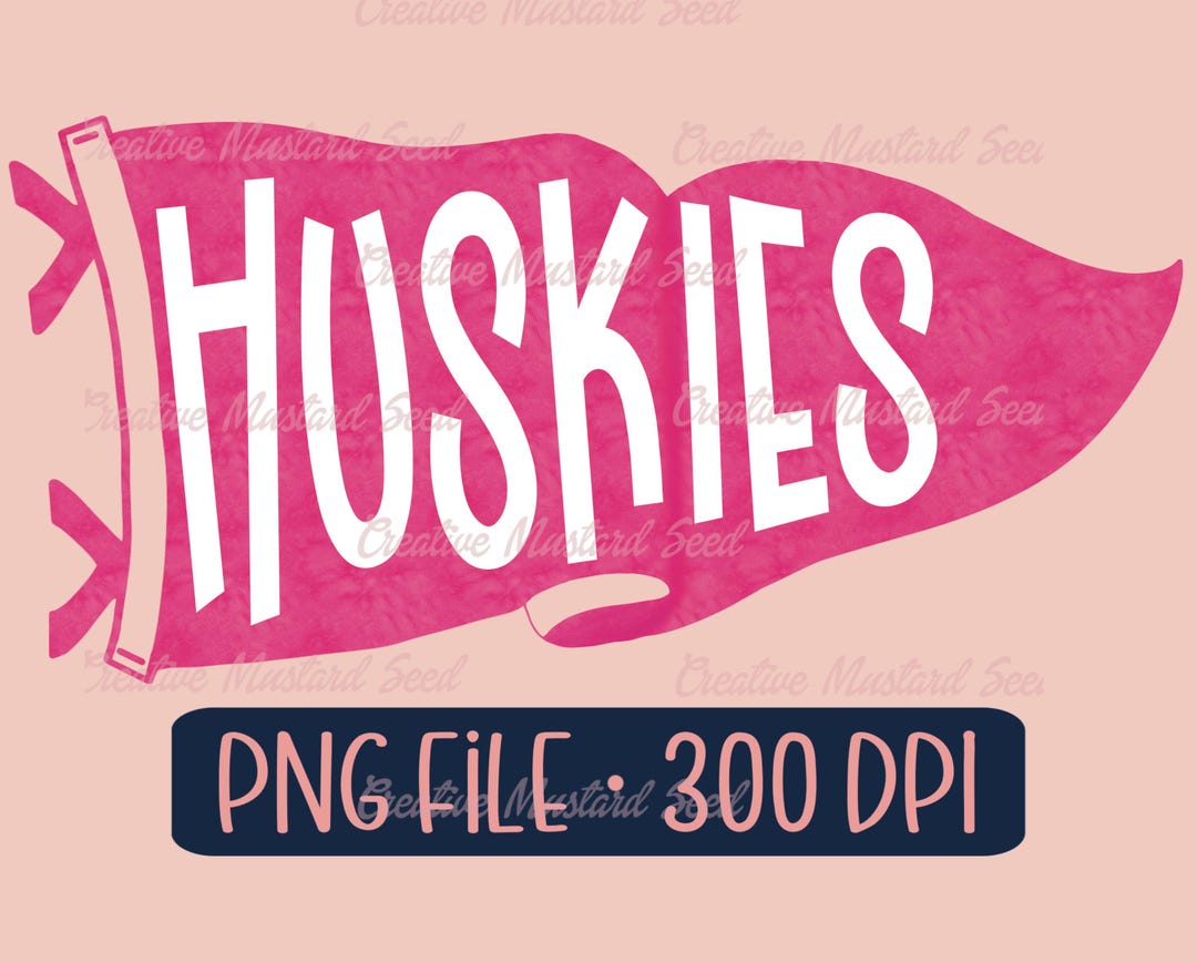 Huskies Mascot Pink Out Watercolor Pennant Flag PNG- Sport Digital File ...