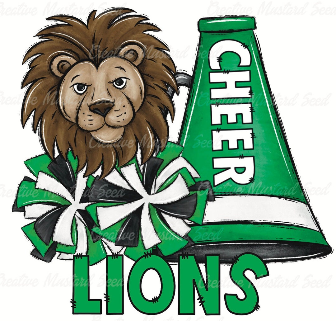 Lions Cheer 1 Mascot Green PNG Sports Digital File, Sublimation, DTF ...