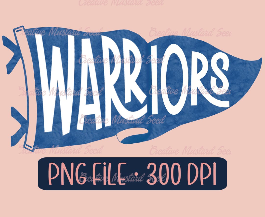 Warriors Mascot Blue Watercolor Pennant Flag PNG- Sports Digital File ...