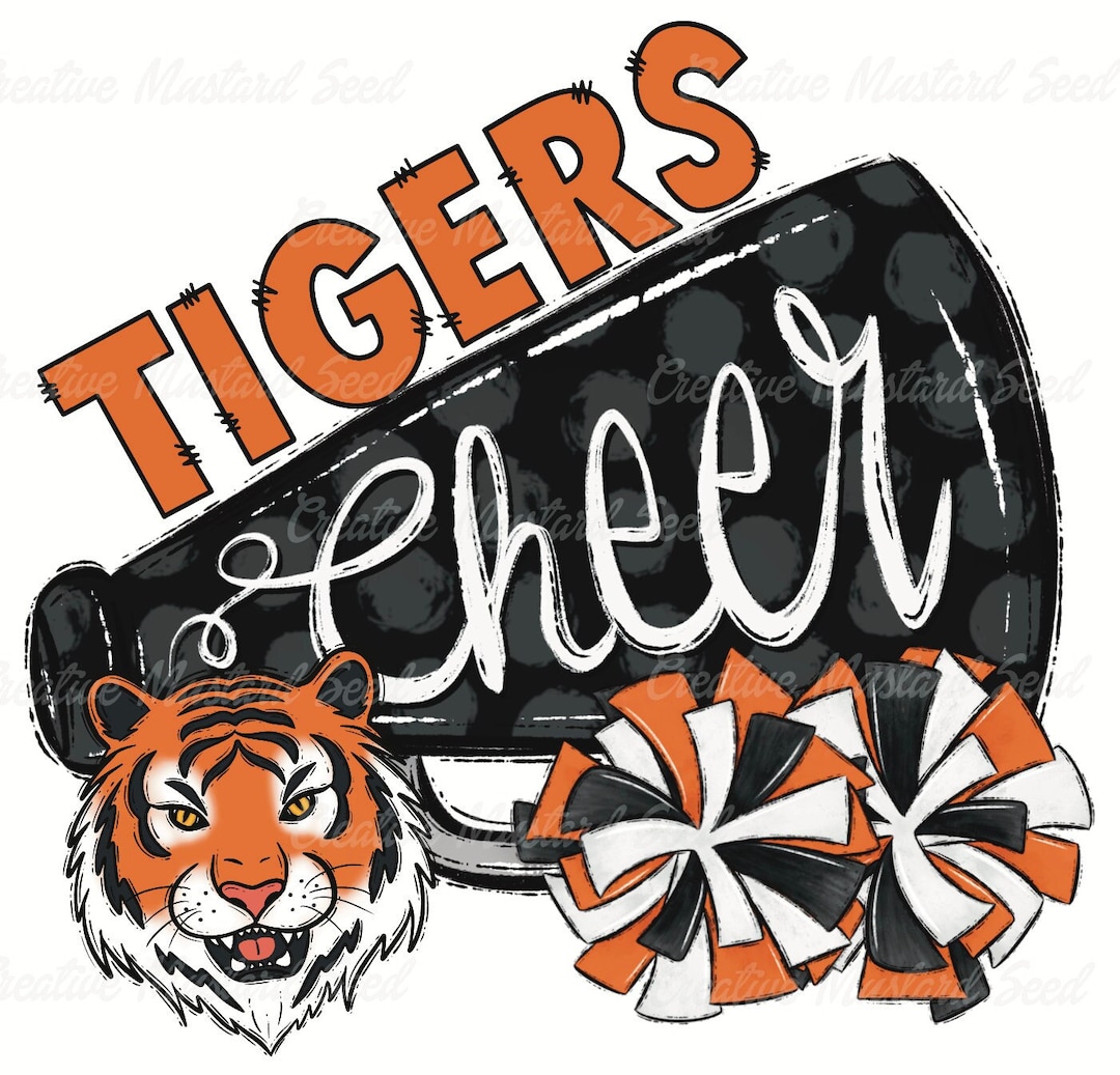 Tigers Cheer 2 Black Orange Mascot PNG- Sports Digital File ...