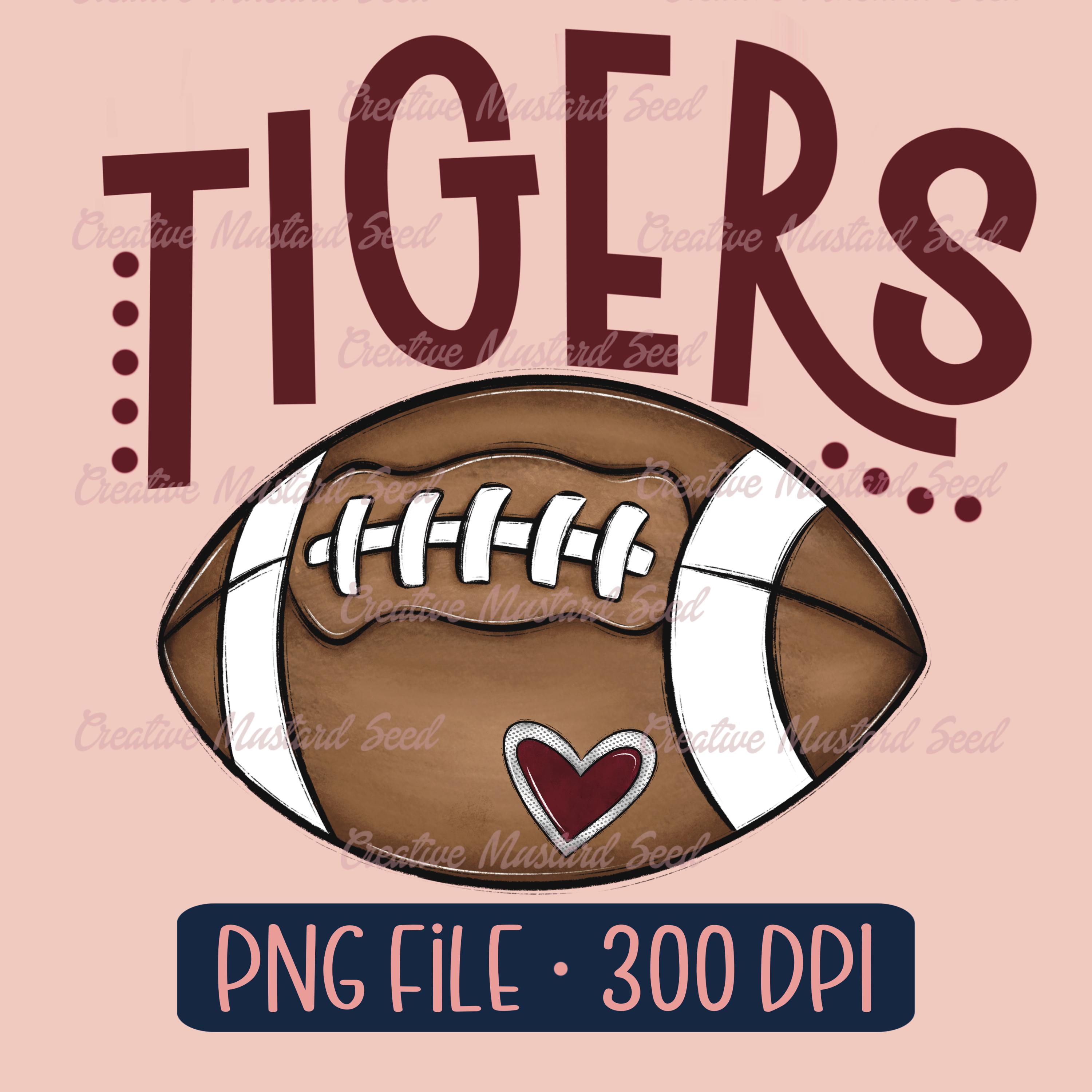 Tigers Doodle Football Maroon Mascot PNG- Sports Digital File ...