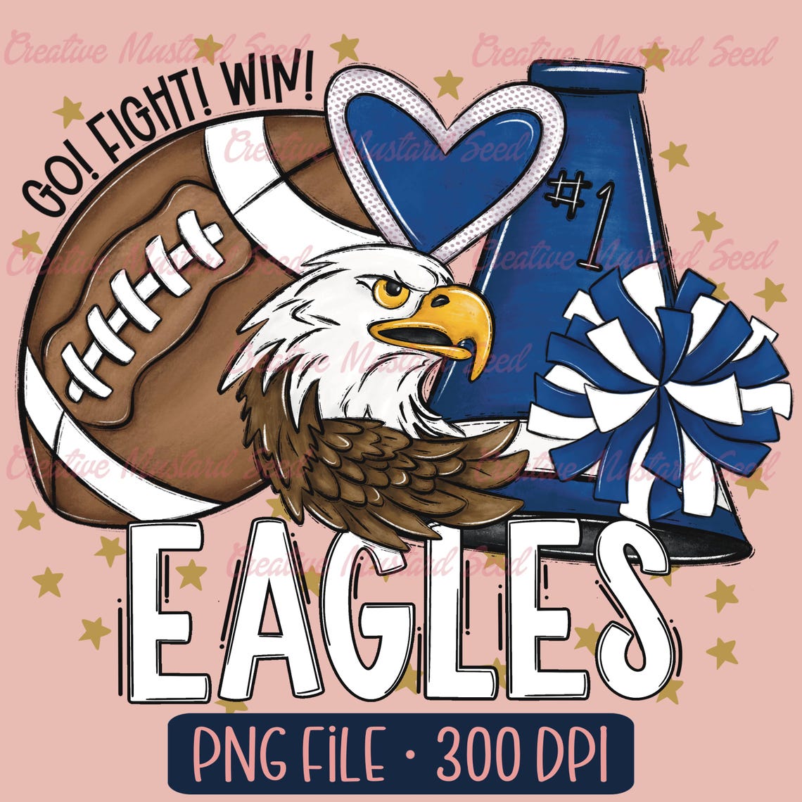 Eagles Football Cheer Mascot PNG- Sports Digital File, Cheerleading ...