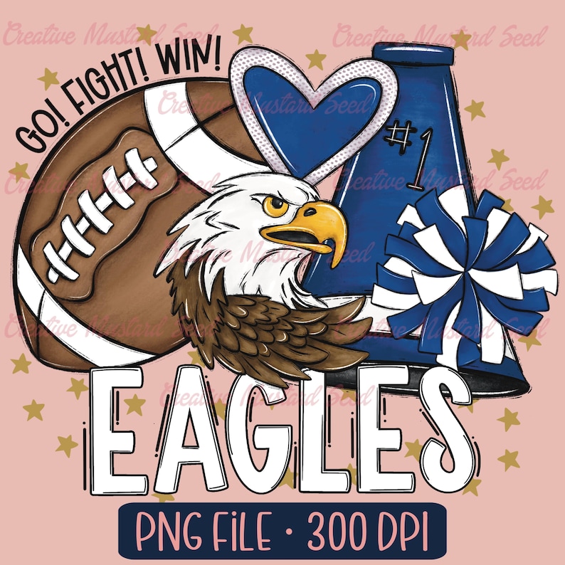 Eagles Football Cheer Mascot PNG- Sports Digital File, Cheerleading ...
