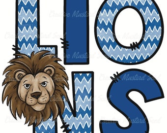 CUSTOM Lions Town Mascot School Spirit Sublimation DTF PNG Digital ...