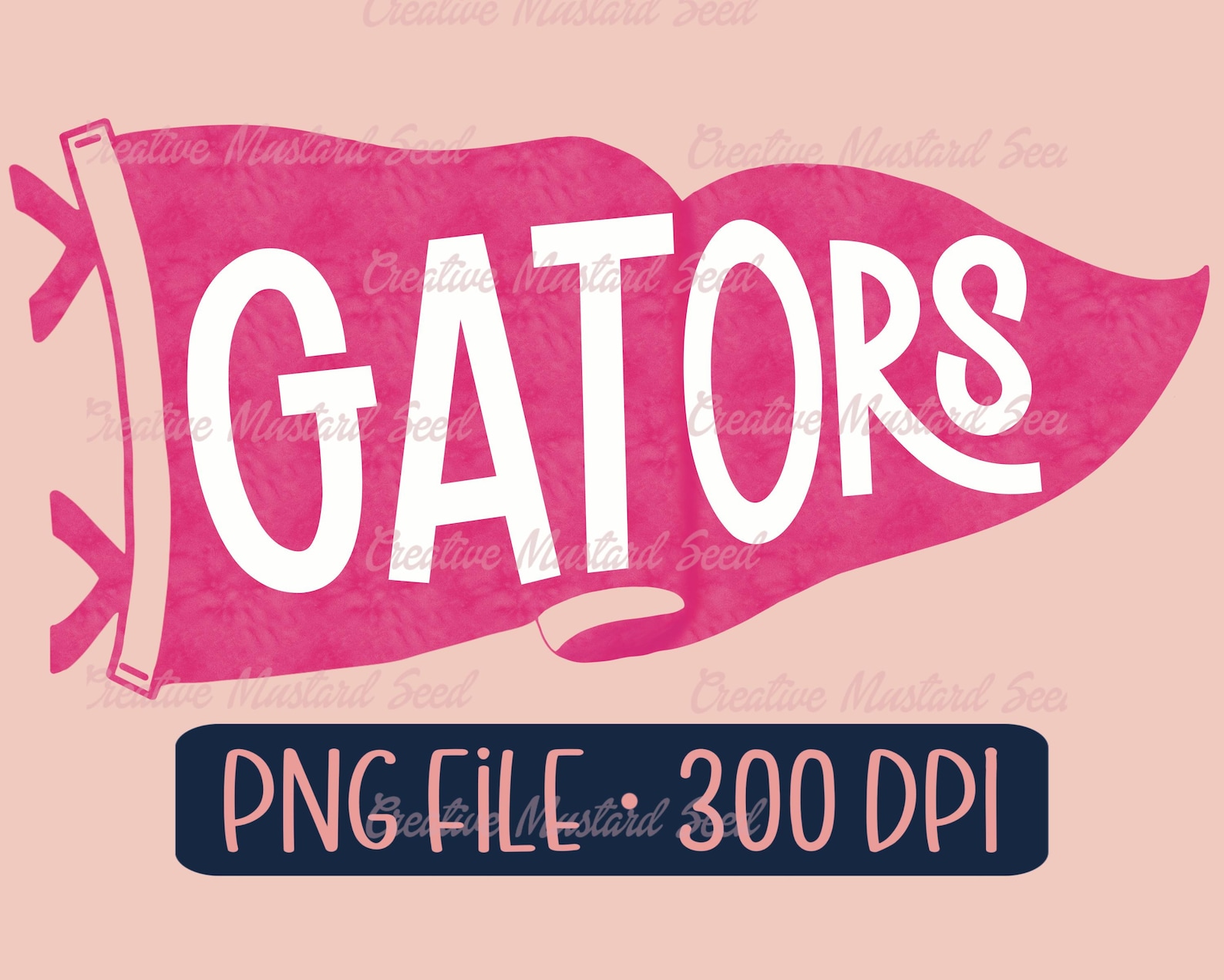 Gators Mascot Pink Out Watercolor Pennant Flag PNG- Sports Digital File ...