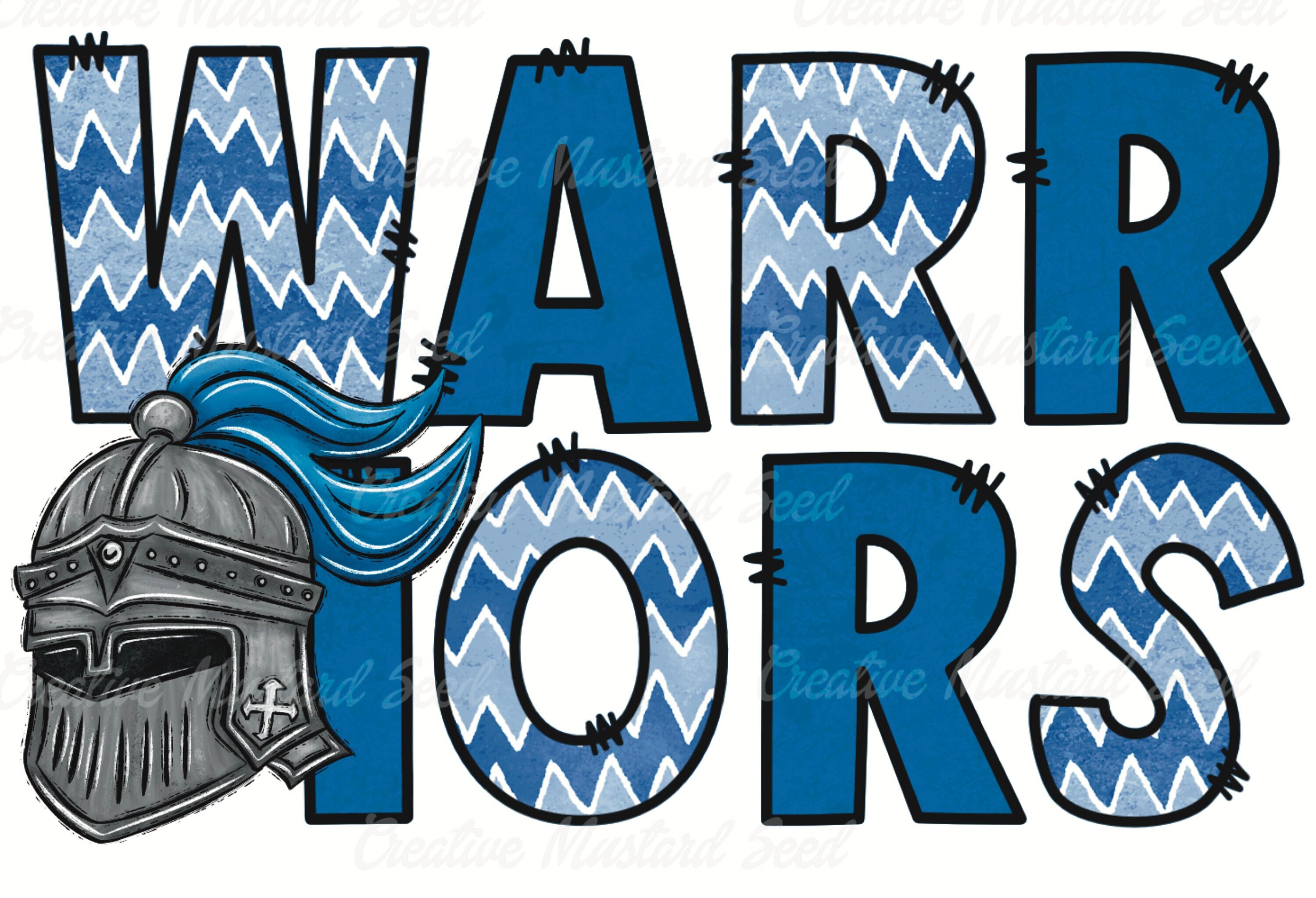 Warriors Doodle Blue Mascot PNG Sports Digital File, Sublimation, DTF ...