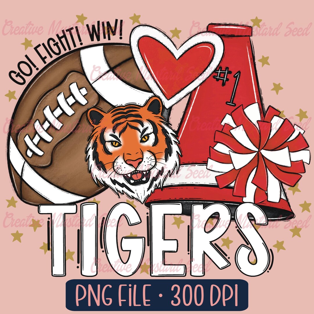 Tigers Football Cheer Mascot PNG- Sports Digital File, Cheerleading ...