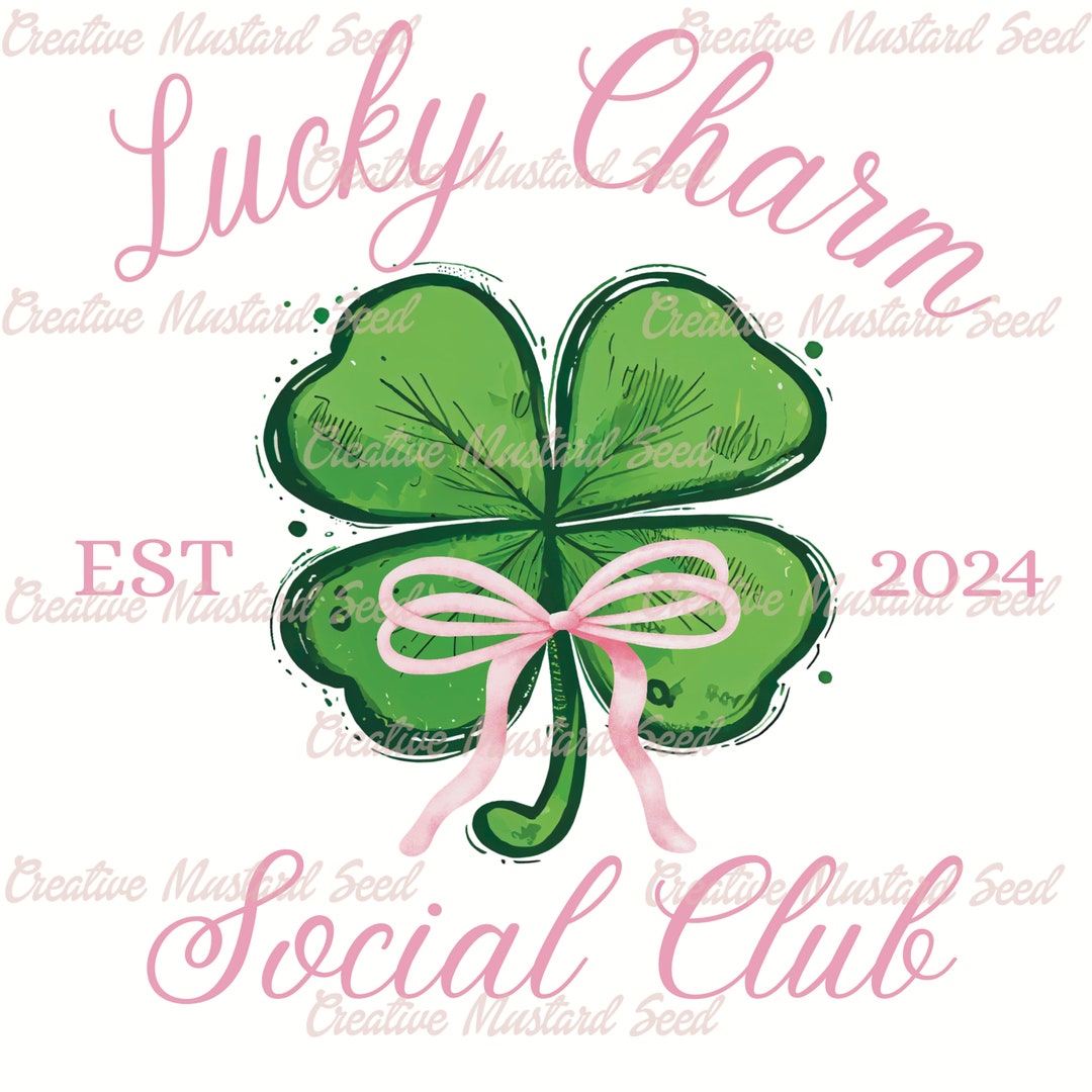 Coquette Lucky Charm Social Club PNG- Digital, St Patrick’s Day, DTF ...