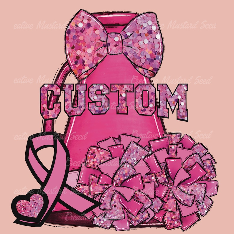 Custom Pink Out Cheer Design Request PNG- Breast Cancer Awareness, Pink ...
