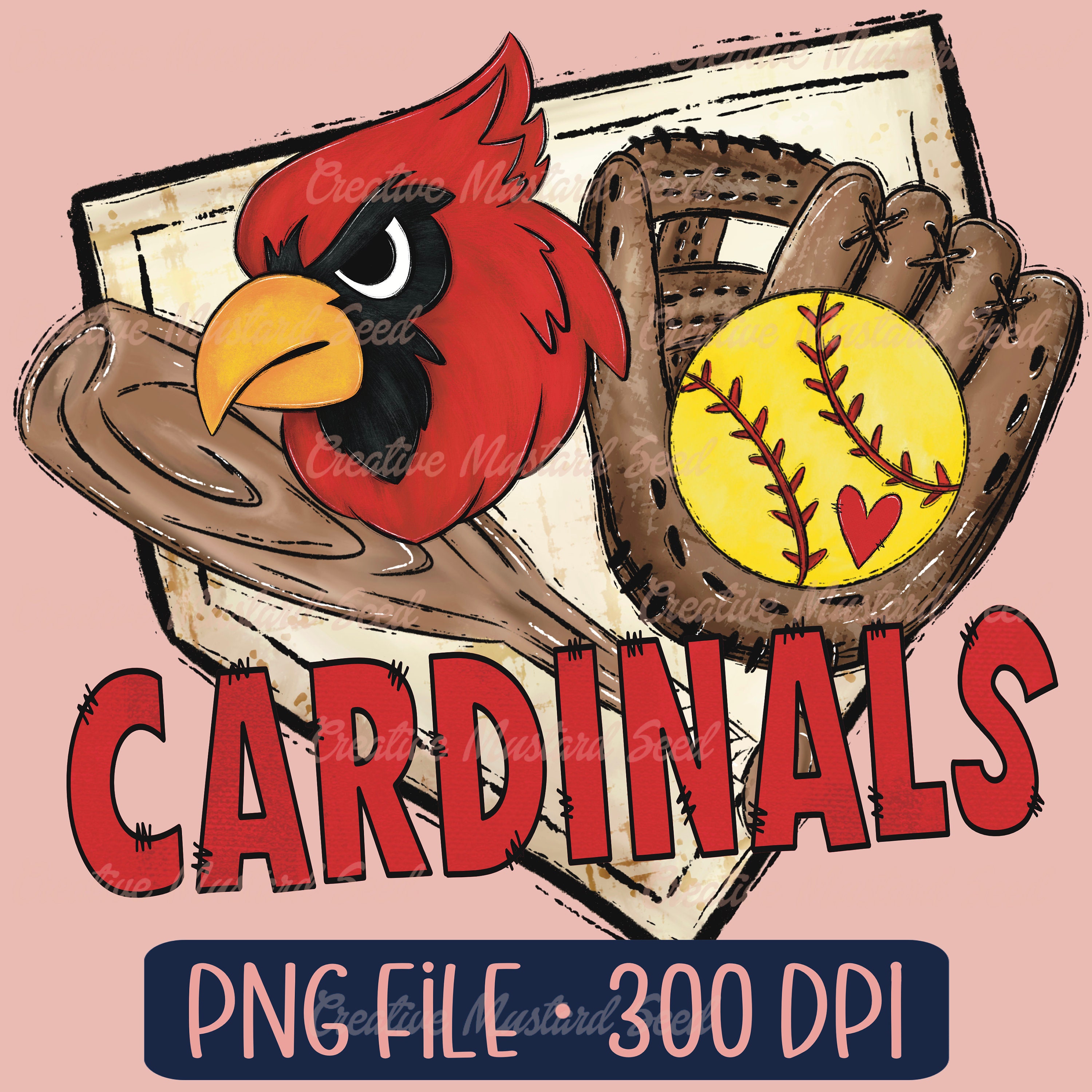 Cardinals Softball Mascot PNG- Sports Digital File, Softball, School ...